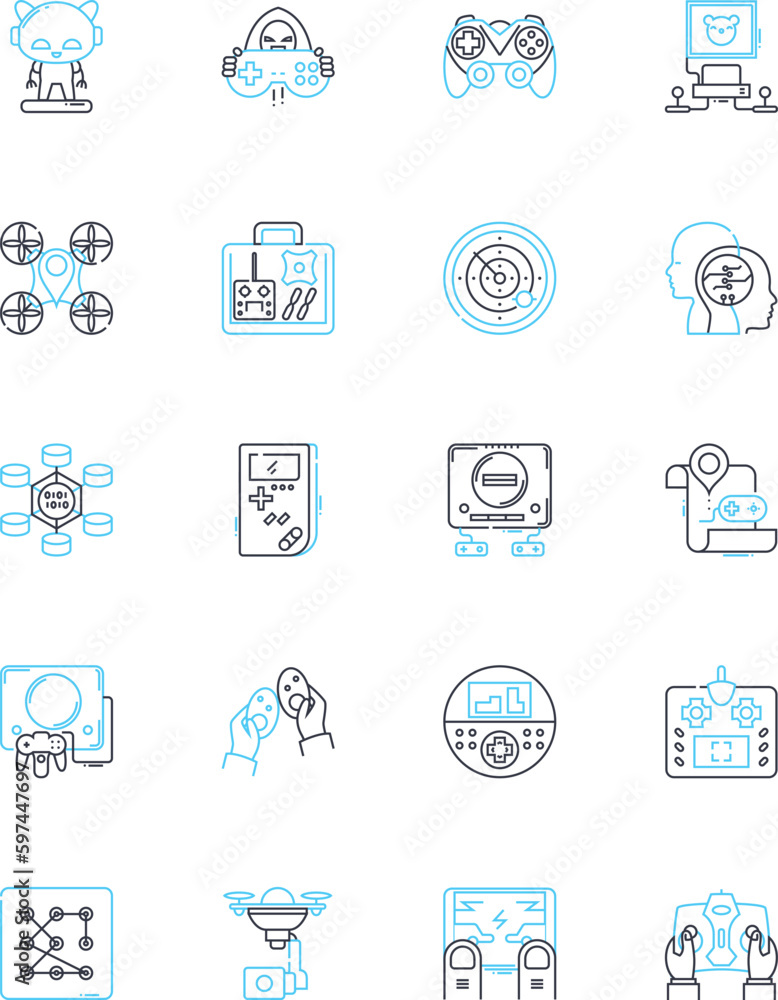 Cybersecurity linear icons set. Malware, Encryption, Firewall, Phishing, Cybercrime, Botnet ...