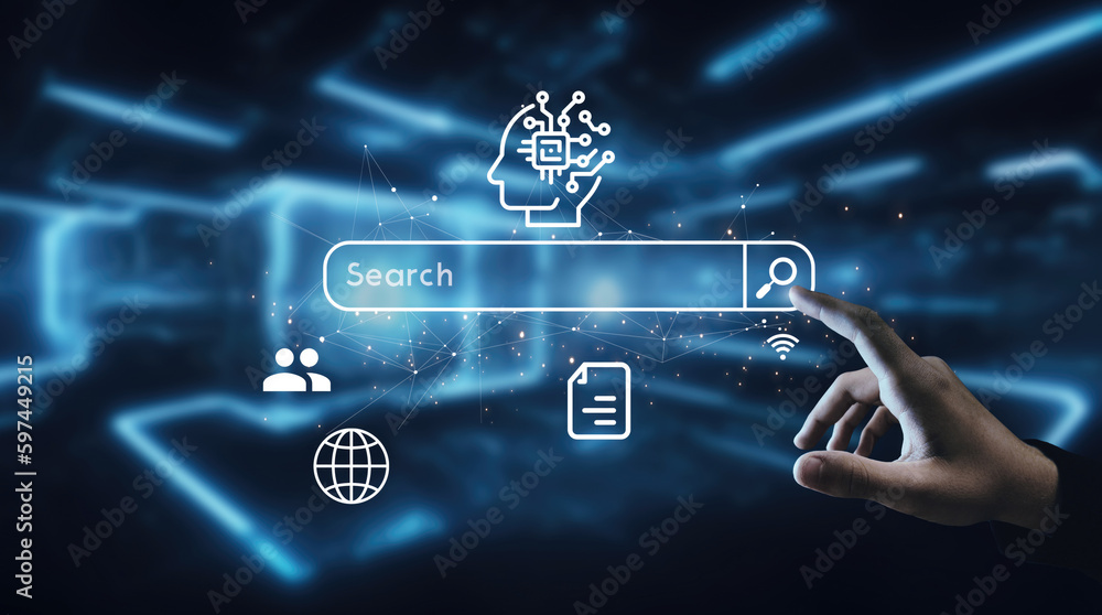 Chatbot with AI (Artificial Intelligence), search engine, businessman ...