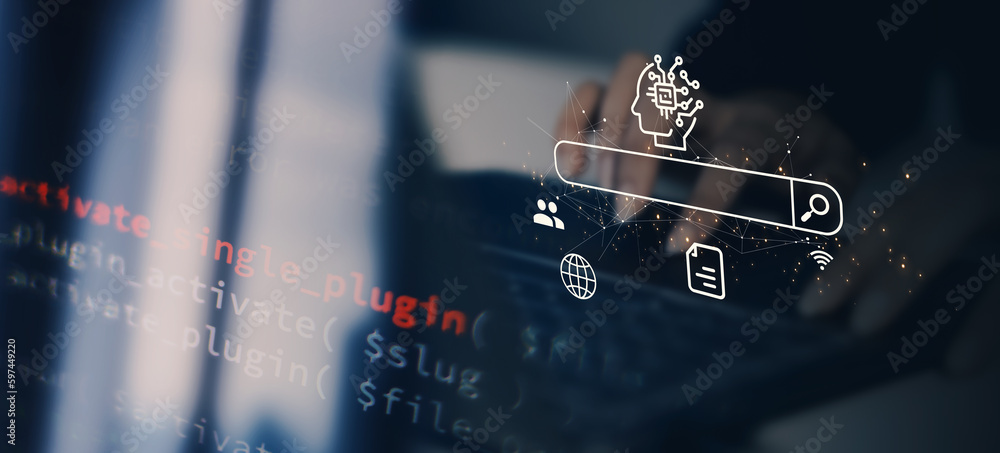 Chatbot with AI (Artificial Intelligence), search engine, businessman ...