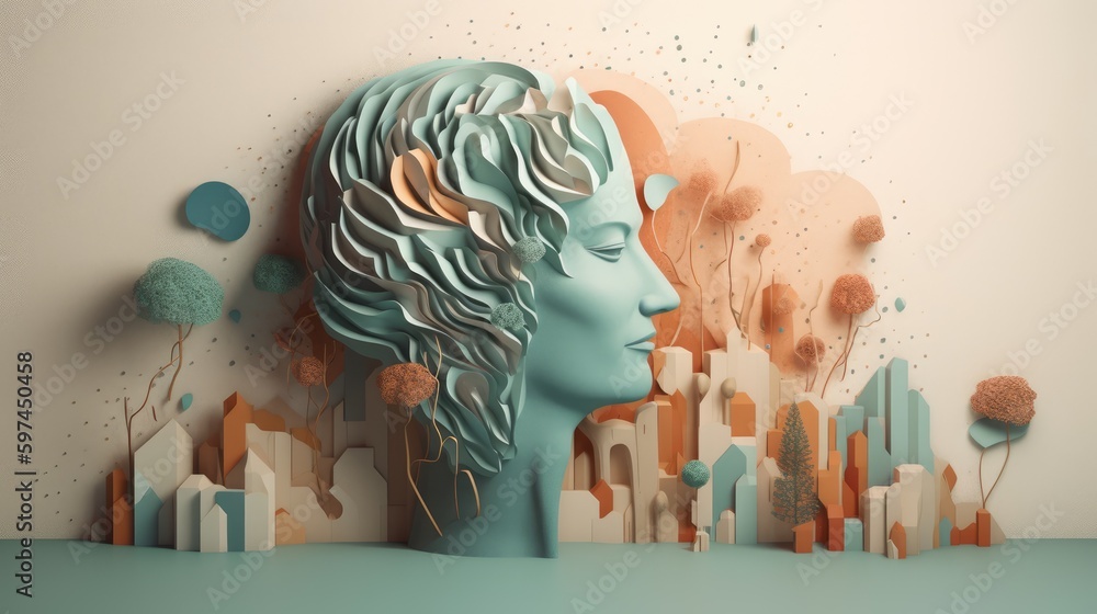 Mental Health Awareness: Theoretical analogy visual with plain visual ...