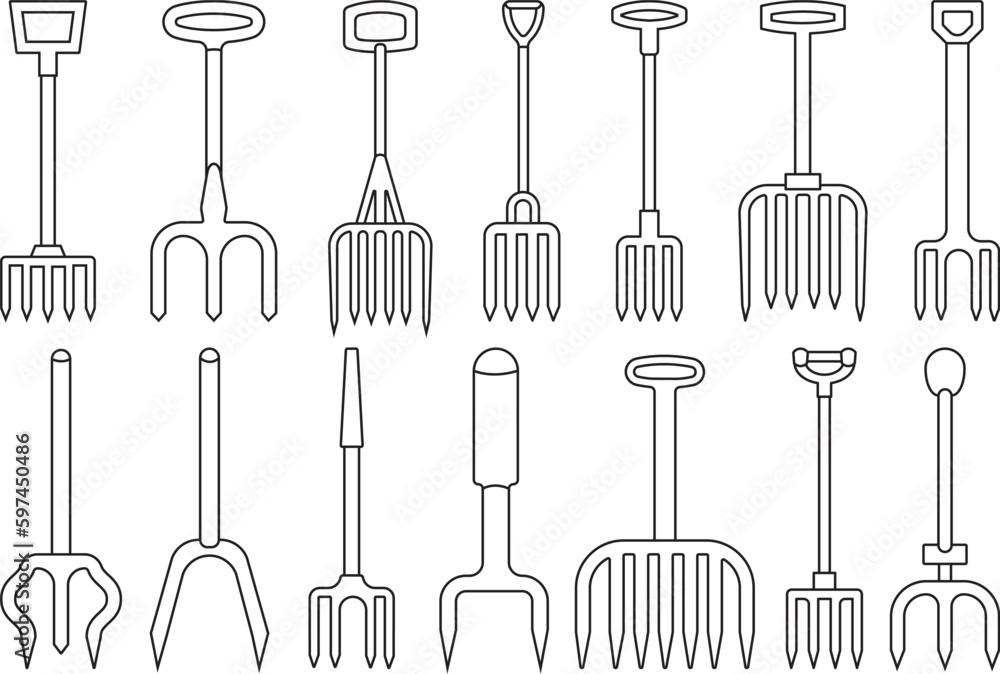 Farmer Pitch Outline Bundle,Clip Art Stock Vector | Adobe Stock