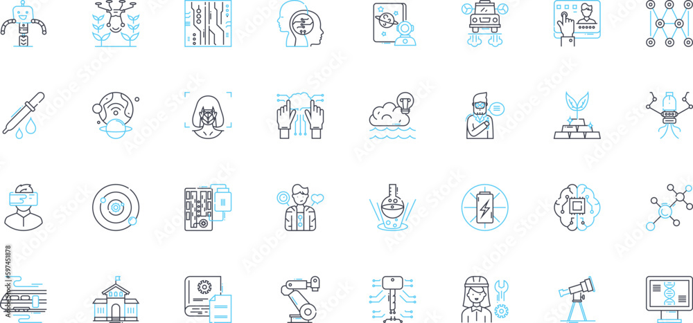 Automation science linear icons set. Robotics, Cybernetics ... Automation science linear icons set. Robotics, Cybernetics ...