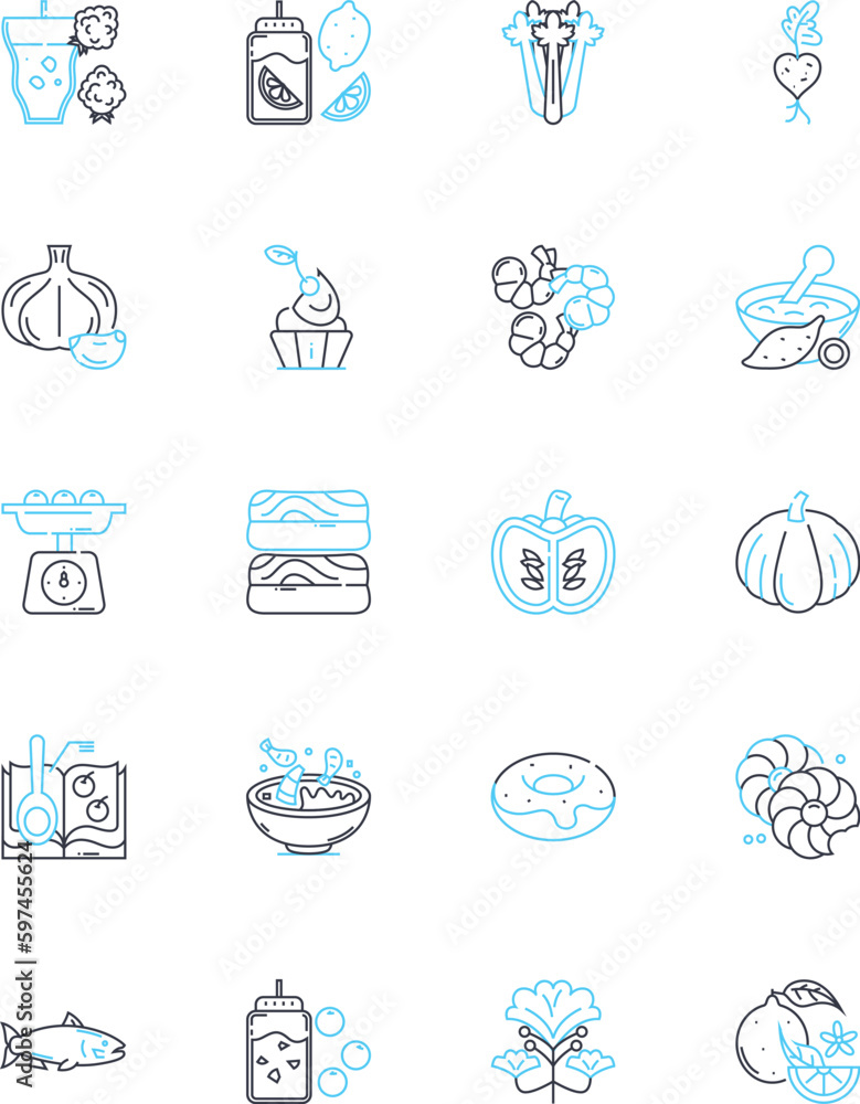 Foodservice industry linear icons set. Catering, Restaurant ...