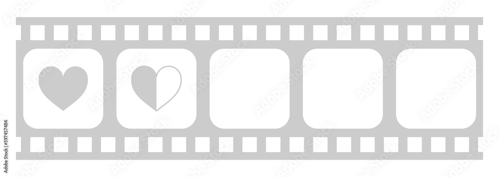 Heart Shape in the Filmstrip Silhouette, Movie Sign for Romantic or ...