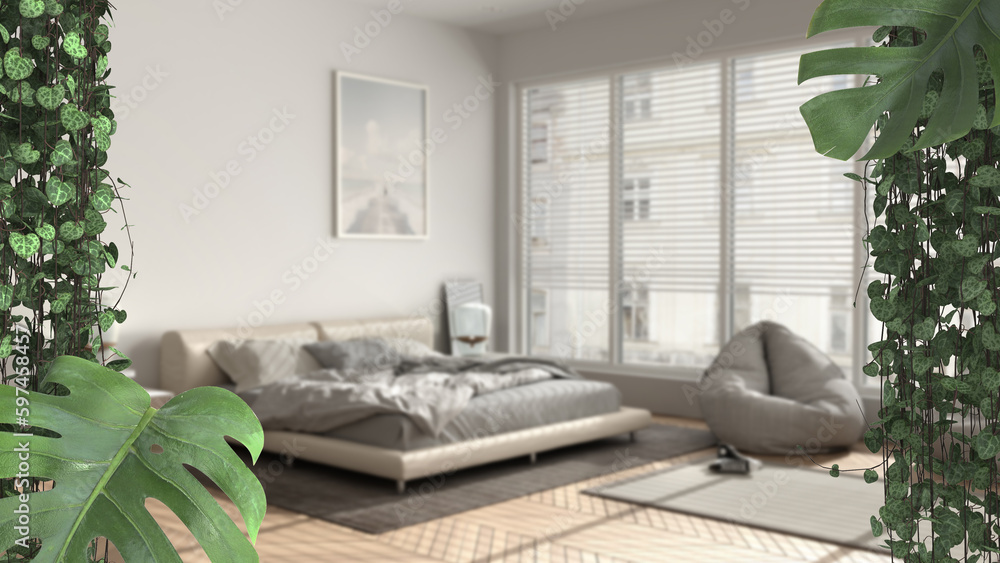 Jungle frame, biophilic concept idea interior design. Tropical leaves ...