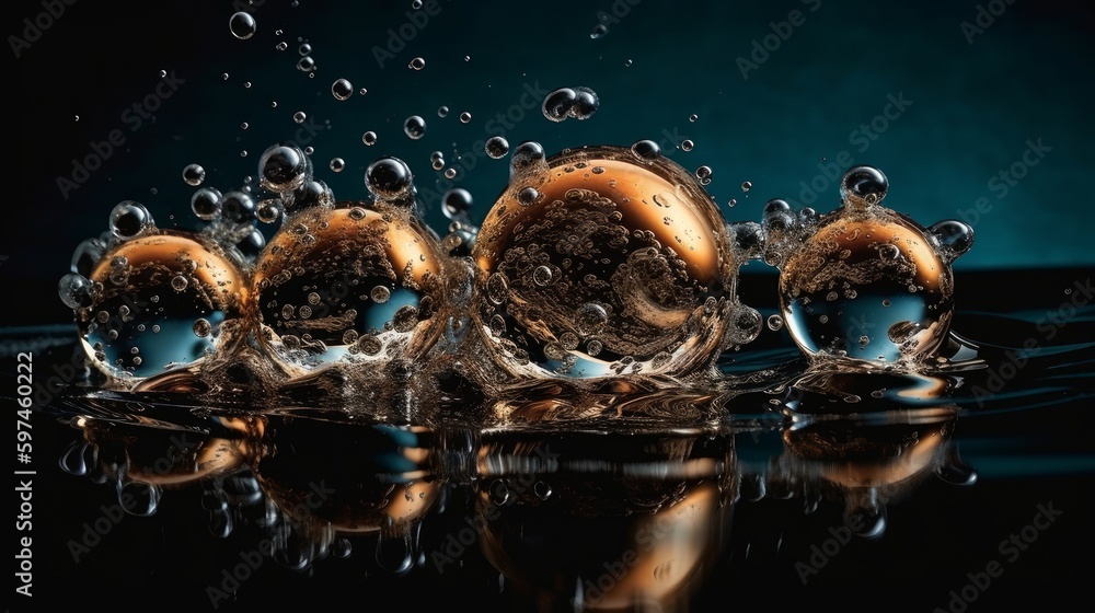 Cluster of bubbles on surface of water. AI generated Stock Illustration ...