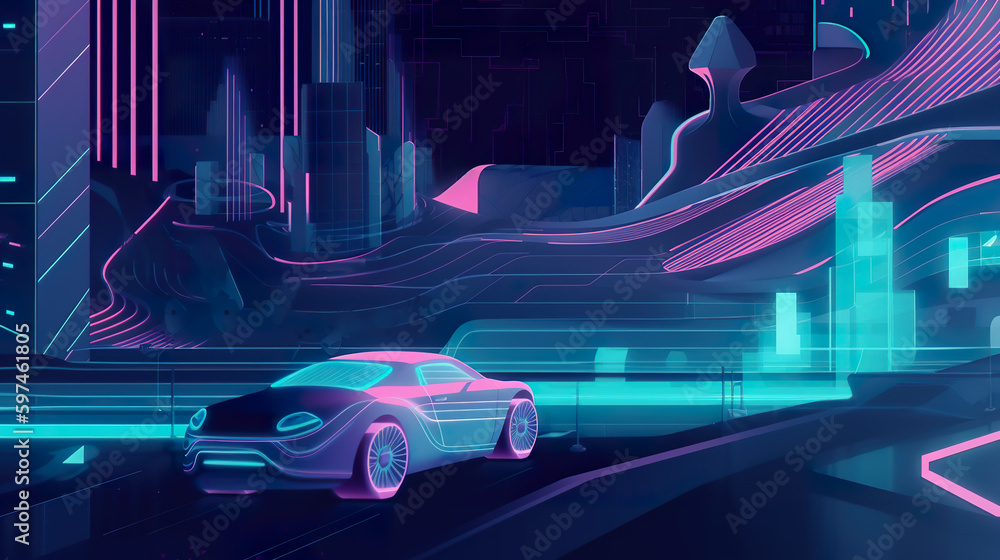 Futuristic electric car grid system that uses AI to generate efficient ...