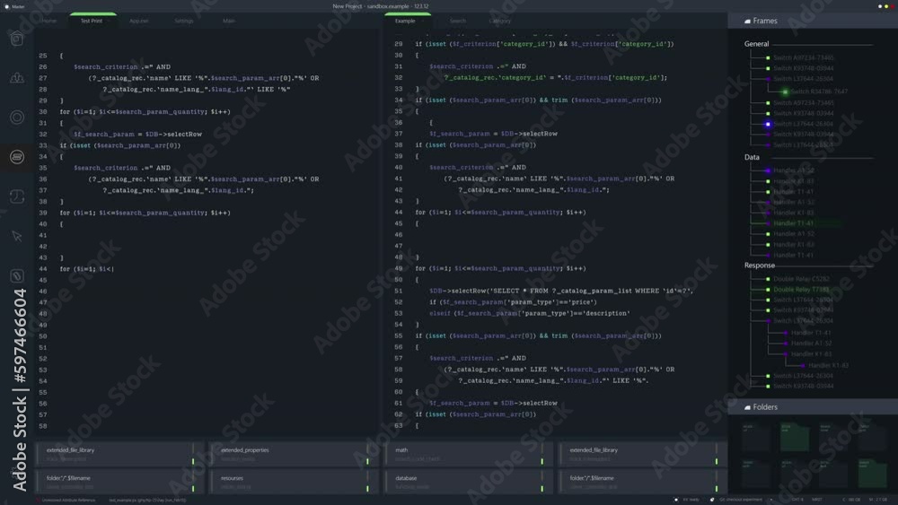 Developer Software Code Mock-up with Generic Programming Language. Dark ...