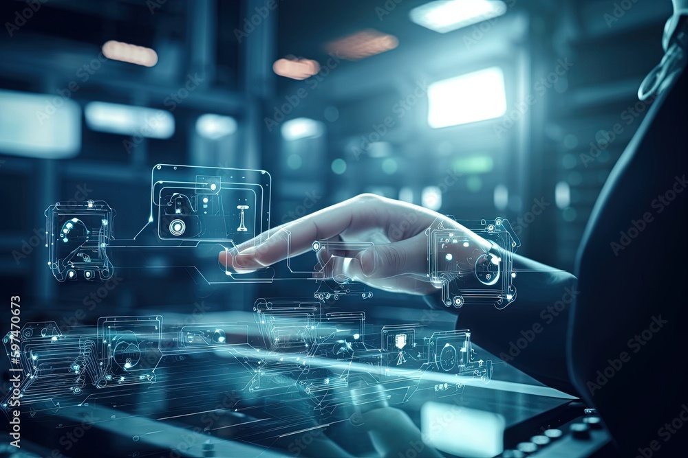 smart industry 4.0 concept hand controlling virtual Robotic futuristic ...