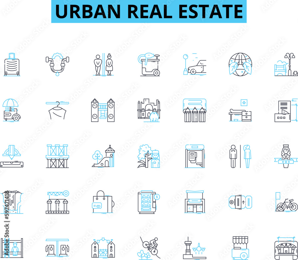 Fototapeta mapa świata dla dzieci Urban real estate linear icons set ... Fototapeta mapa świata dla dzieci Urban real estate linear icons set ...