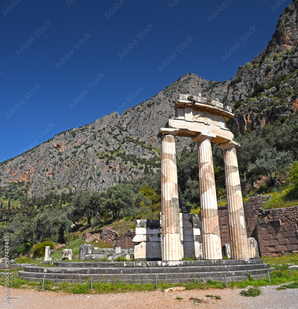 The Tholos of Delphi, a circular temple and one of the ancient ...