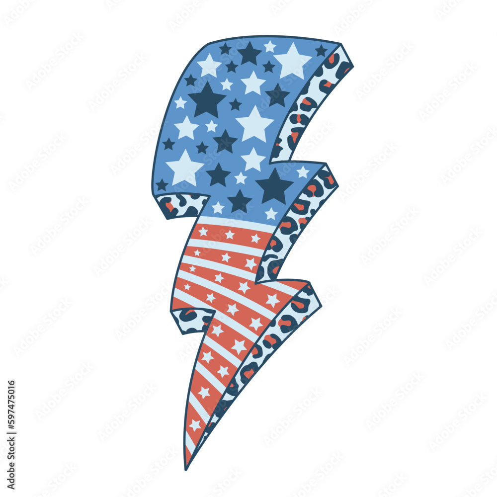 Stars and Stripes lightning bolt design with leopard. Design for ...