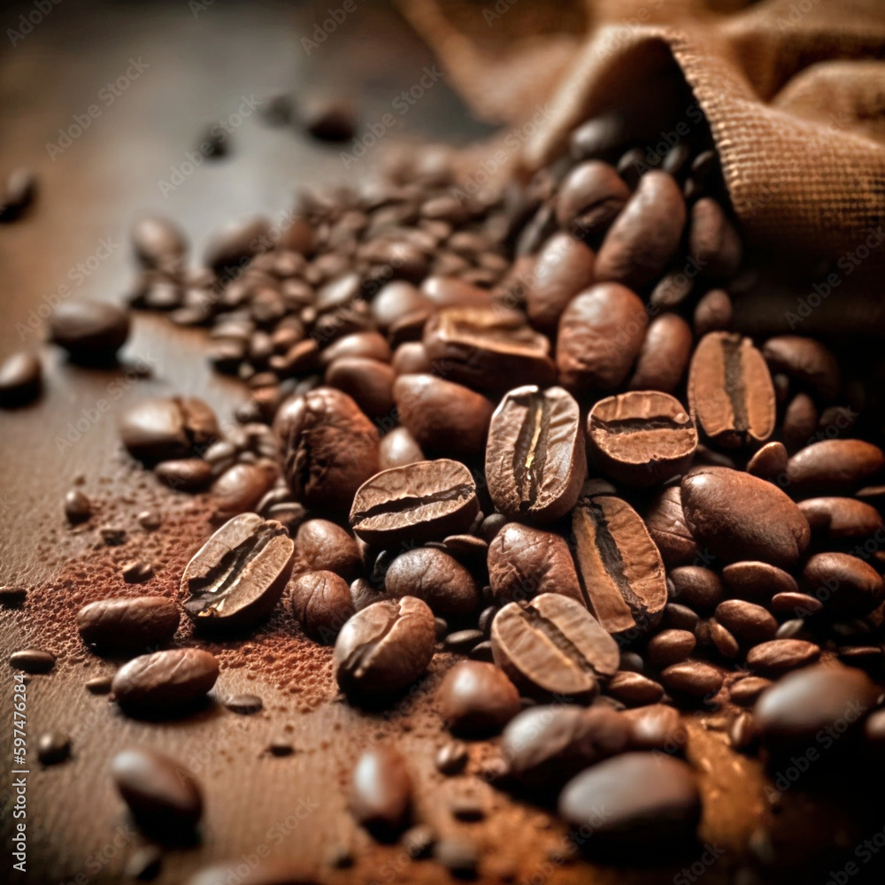 Fondo con detalle y textura de multitud de granos de cafe tostado en ...