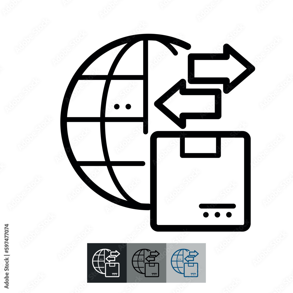Goods import and export linear icon. Products transportation. Line ...