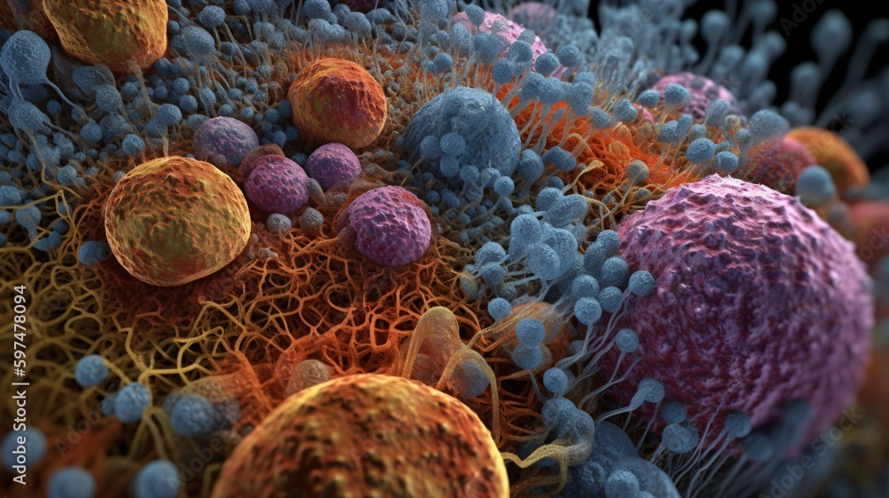 Photo & Art Print electron microscopic visualisation of human cell ...