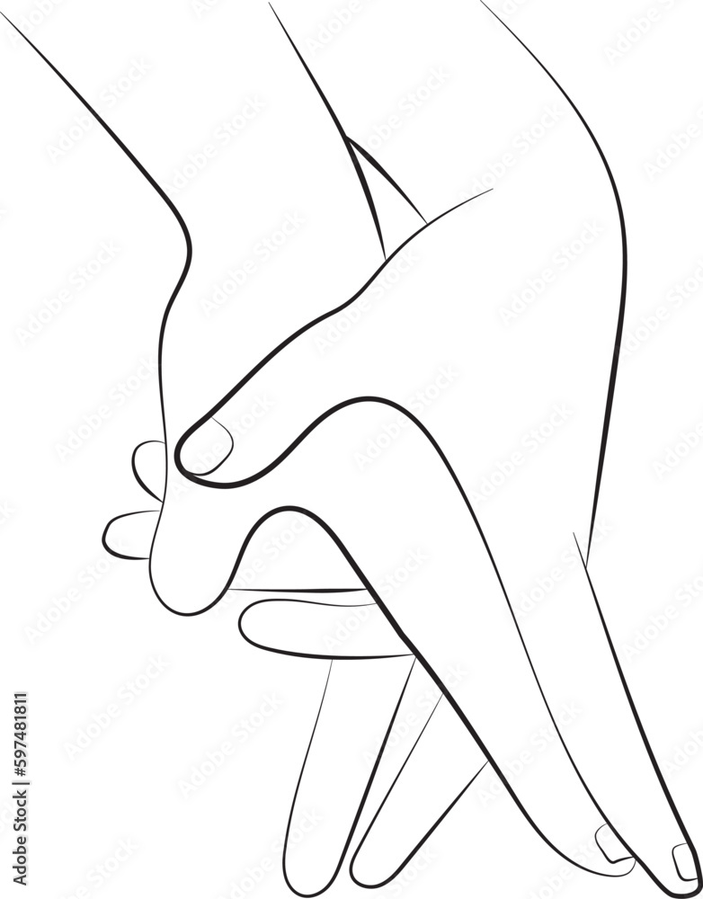 fingers of the female and male hands walk together on a white ...