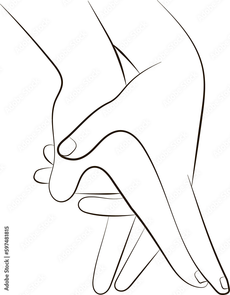 fingers of the female and male hands walk together on a white ...