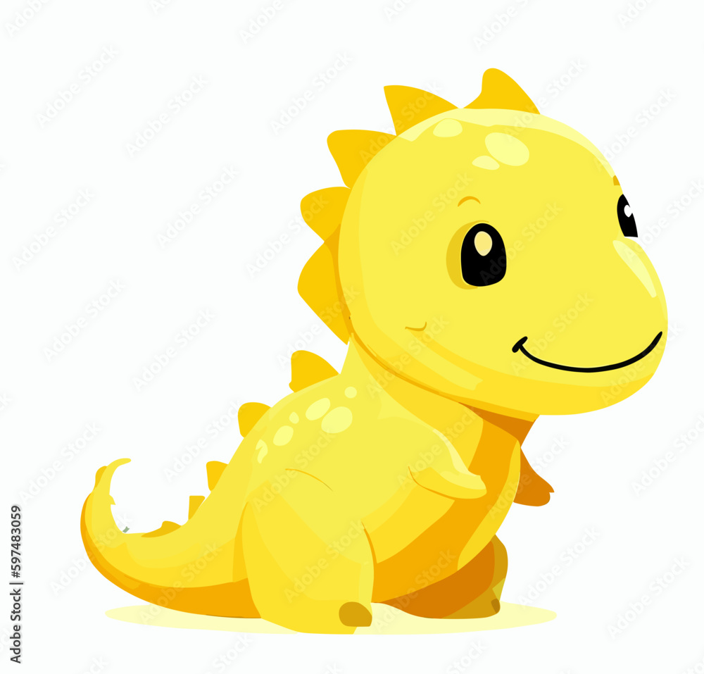 Happy Little Yellow Cute Dinosaur T Rex Vector Art Stock Vector Adobe Stock