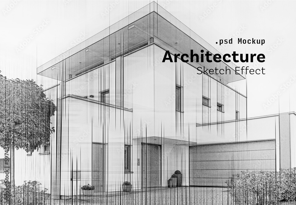Architecture Sketch Photo Effect Stock Template | Adobe Stock