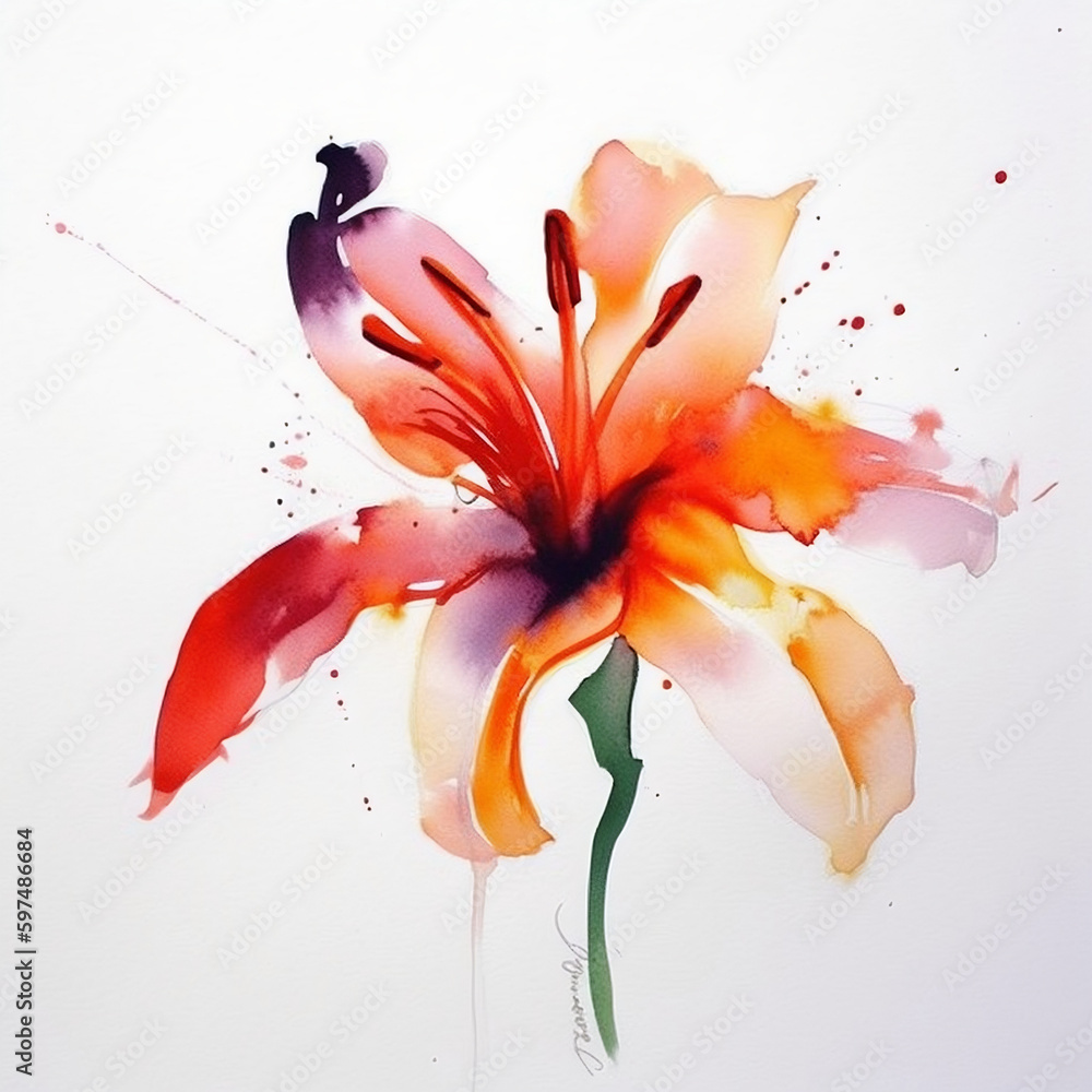 lily Flower Illustration with Vibrant Color Scheme. Generative ai Stock ...