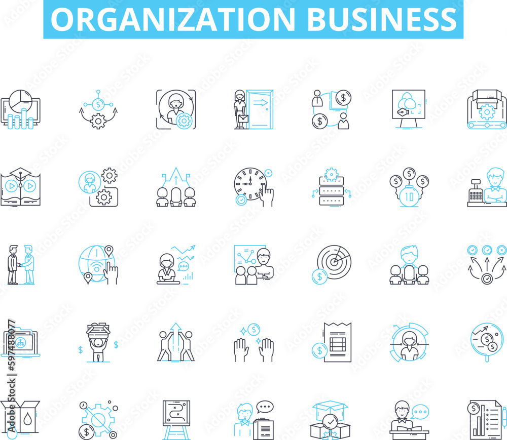 Organization business linear icons set. Efficiency, Streamlining ...