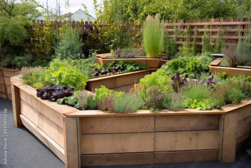 An innovative design for a raised bed in a garden created with ...