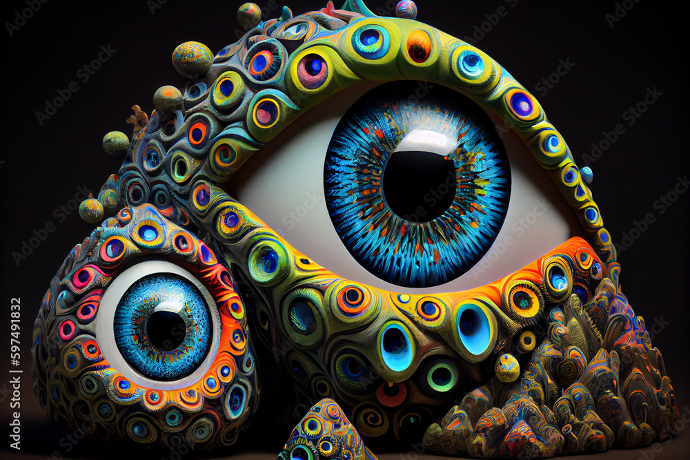 DMT visual imagery, colorful abstract mystical art, close up portrait ...