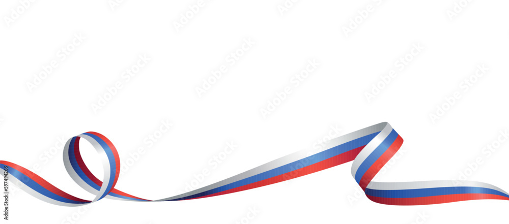 National Russian flag ribbon isolated on white background. Patriotic ...
