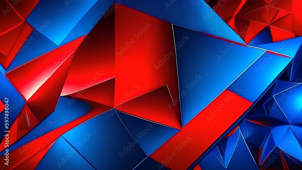 abstract red and blue 3d shapes meshed together background; desktop wallpaper Stock Illustration ...