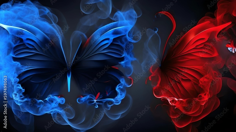 Smoke Red Blue Fire Butterflies Abstract Desktop Wallpaper; Desktop ...