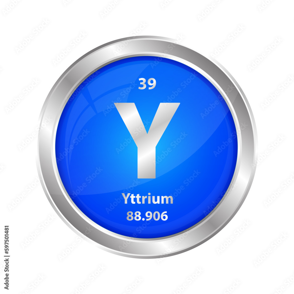 Icon structure Yttrium (Y) chemical element round shape circle blue ...