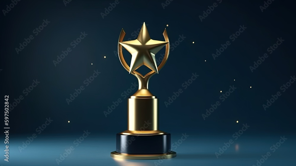 Golden trophy and stars illustration, competitiveness and victory ...