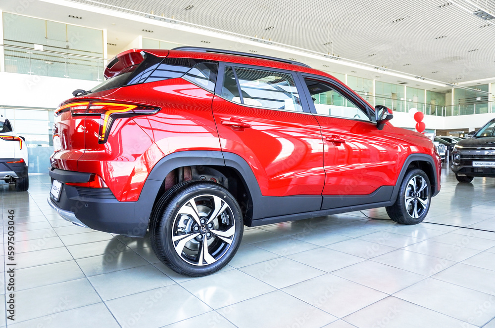 Moskvich 3 a new car, the revival of an old car brand Stock Photo ...