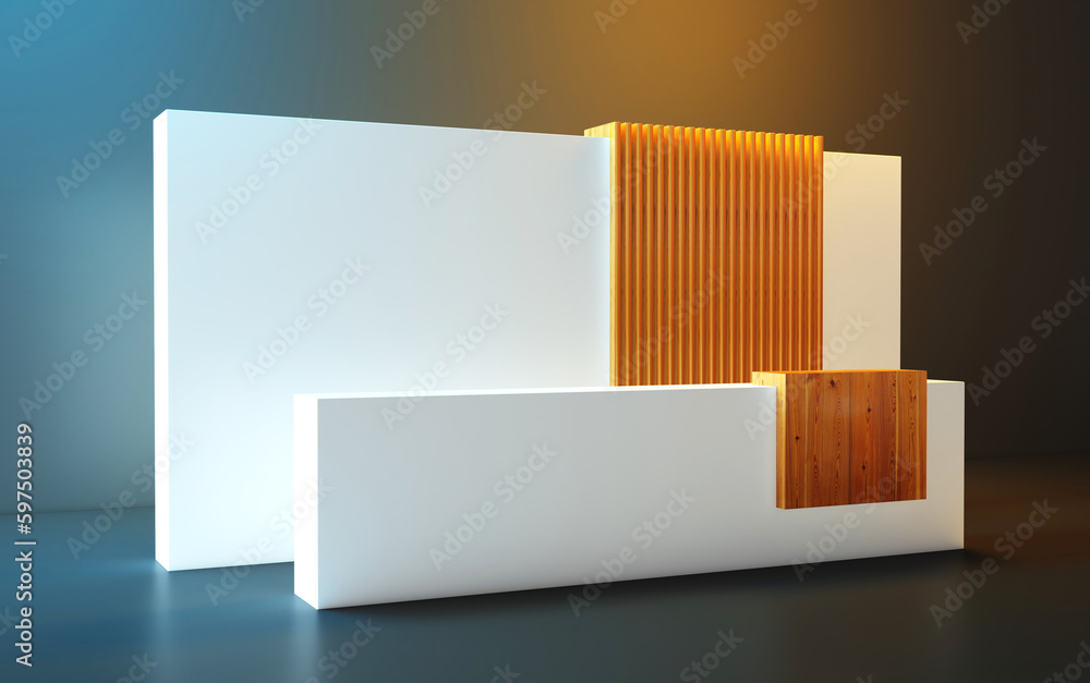 Welcome desk, 3d rendering. Perspective view of a registration stand ...