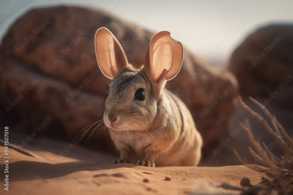 Stunning close-up photograph of a Jerboa-like mouse in the desert ...