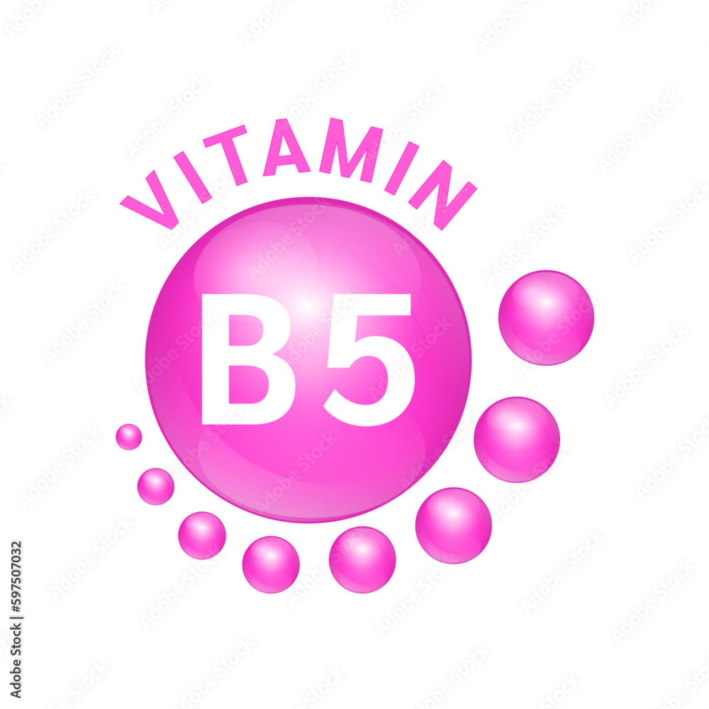 Symbol Icon Vitamin B5 pink substance . Vector Illustration 3D ...