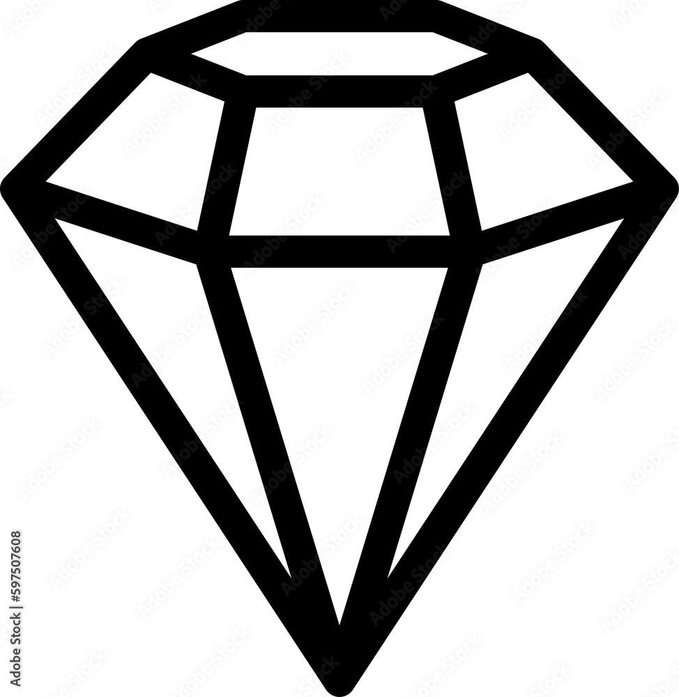 Illustrazione Stock Diamond icon in png. Outline gem icon. Diamond ...