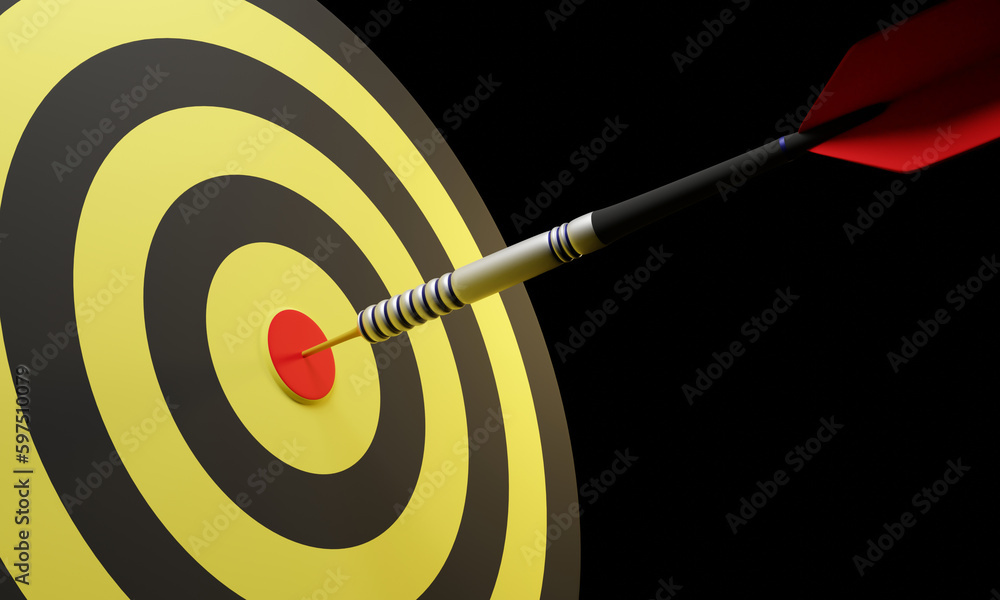 Arrow hitting in the target center of bullseye for Business focus ... Arrow hitting in the target center of bullseye for Business focus ...