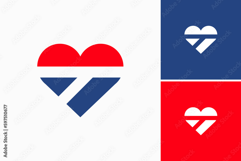 letter t with heart logo vector premium design Stock Vector | Adobe Stock