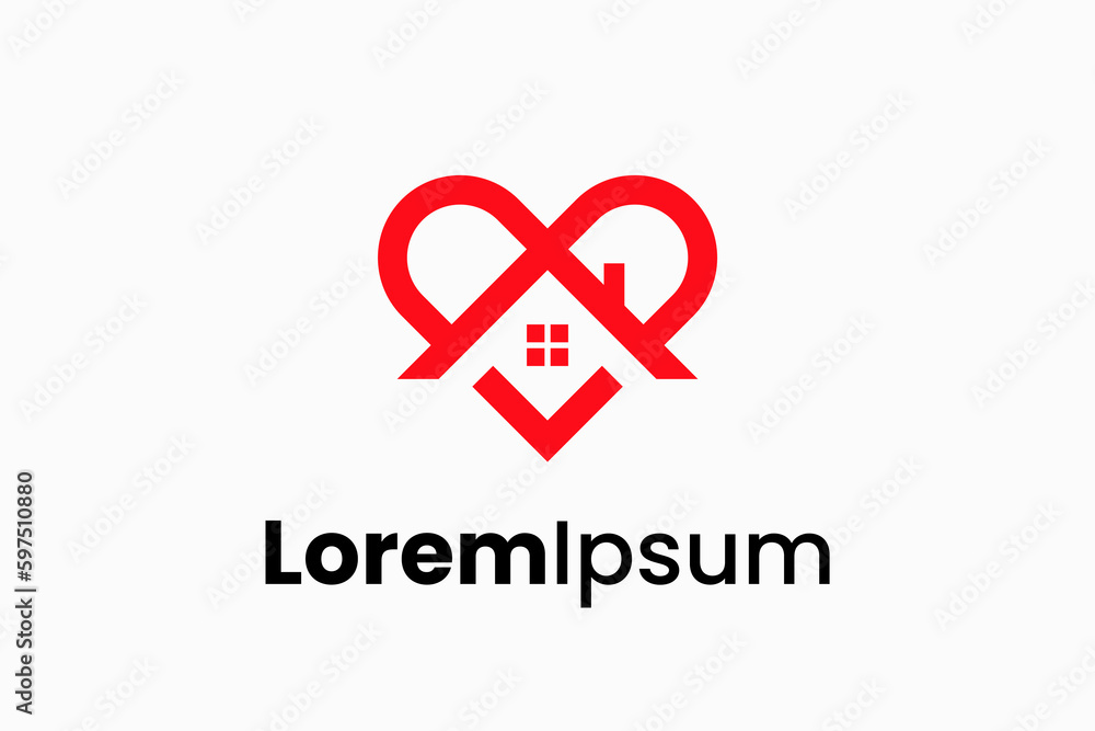 home with heart for real estate logo vector premium design Stock Vector ...