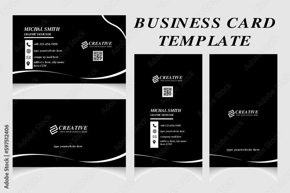 Clean and creative business card template with portrait and landscape ...