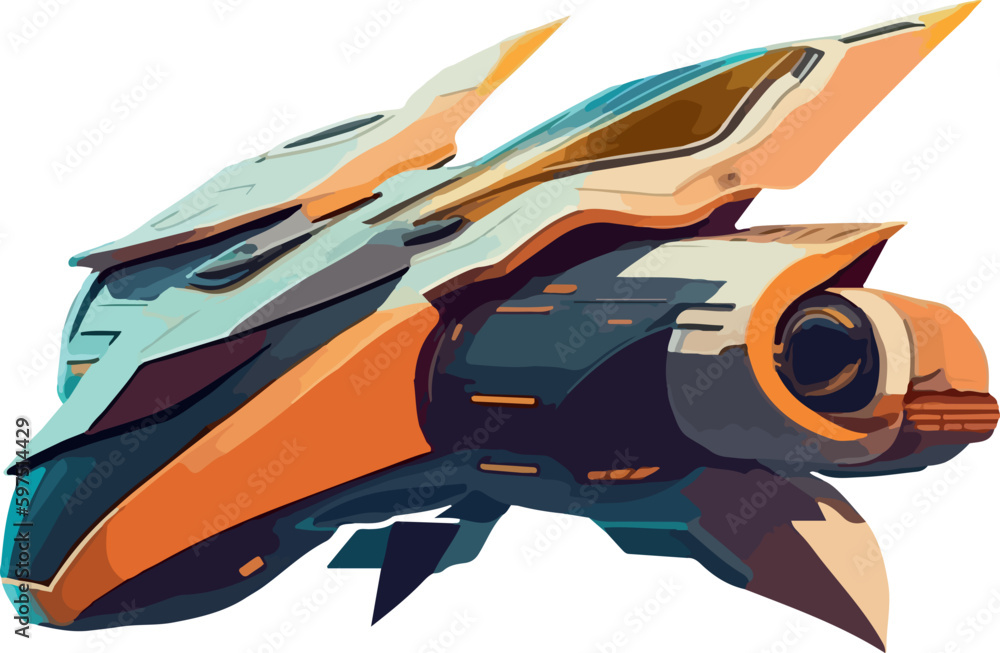 Starship multicolor vector illustration isolated on white background ...