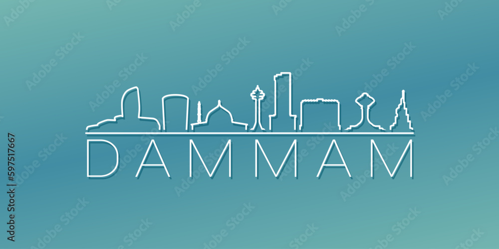 Dammam, Saudi Arabia Skyline Linear Design. Flat City Illustration ...