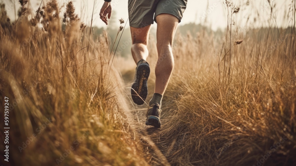 Man running in nature as a sport activity for health (AI generated ...