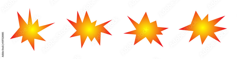 Explosion vector set. Flashes of fire vector. Simple explosion icons ...