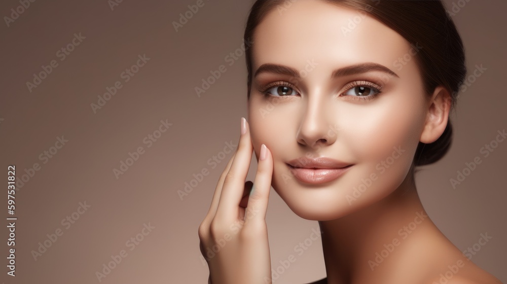 Portrait of woman, skincare and beauty cosmetics for shine, wellness or ...