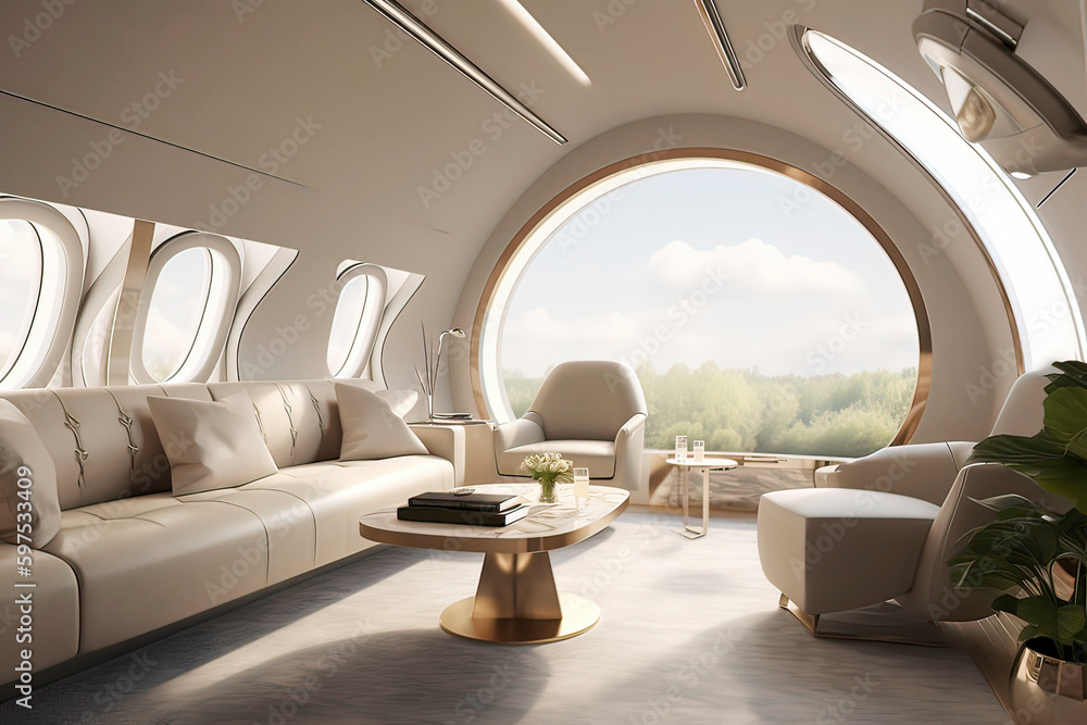 Luxury cockpit of private aircraft. AI technology generated image Stock ...