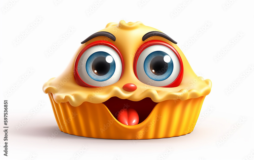Vibrant cupcake character with a joyful expression, representing ...