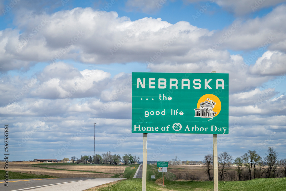 Nebraska, the good life, home of Arbor Day - roadside welcome sign at ...