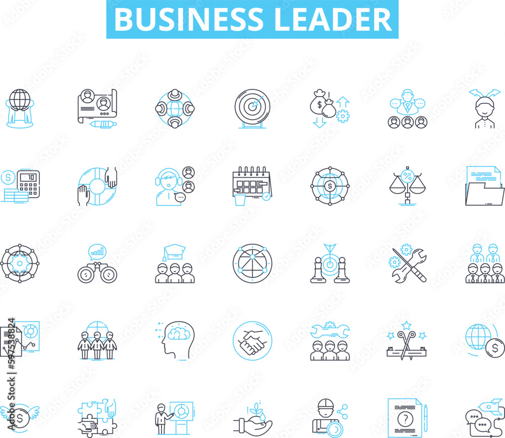 Vetor de business Leader linear icons set. Visionary, Innovative ...